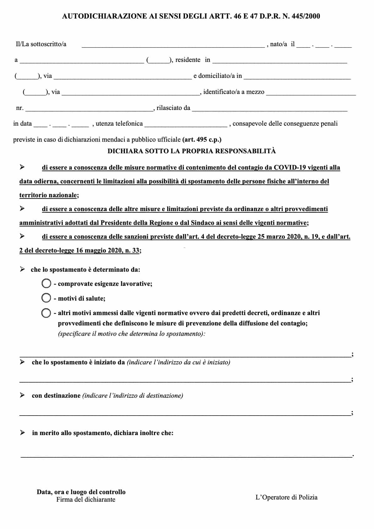 Autocertificazione marzo 2021, ecco il nuovo modello da scaricare